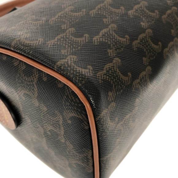 Celine | Bags | Celine Small Boston Triomphe Canvas Handbag Brown ...